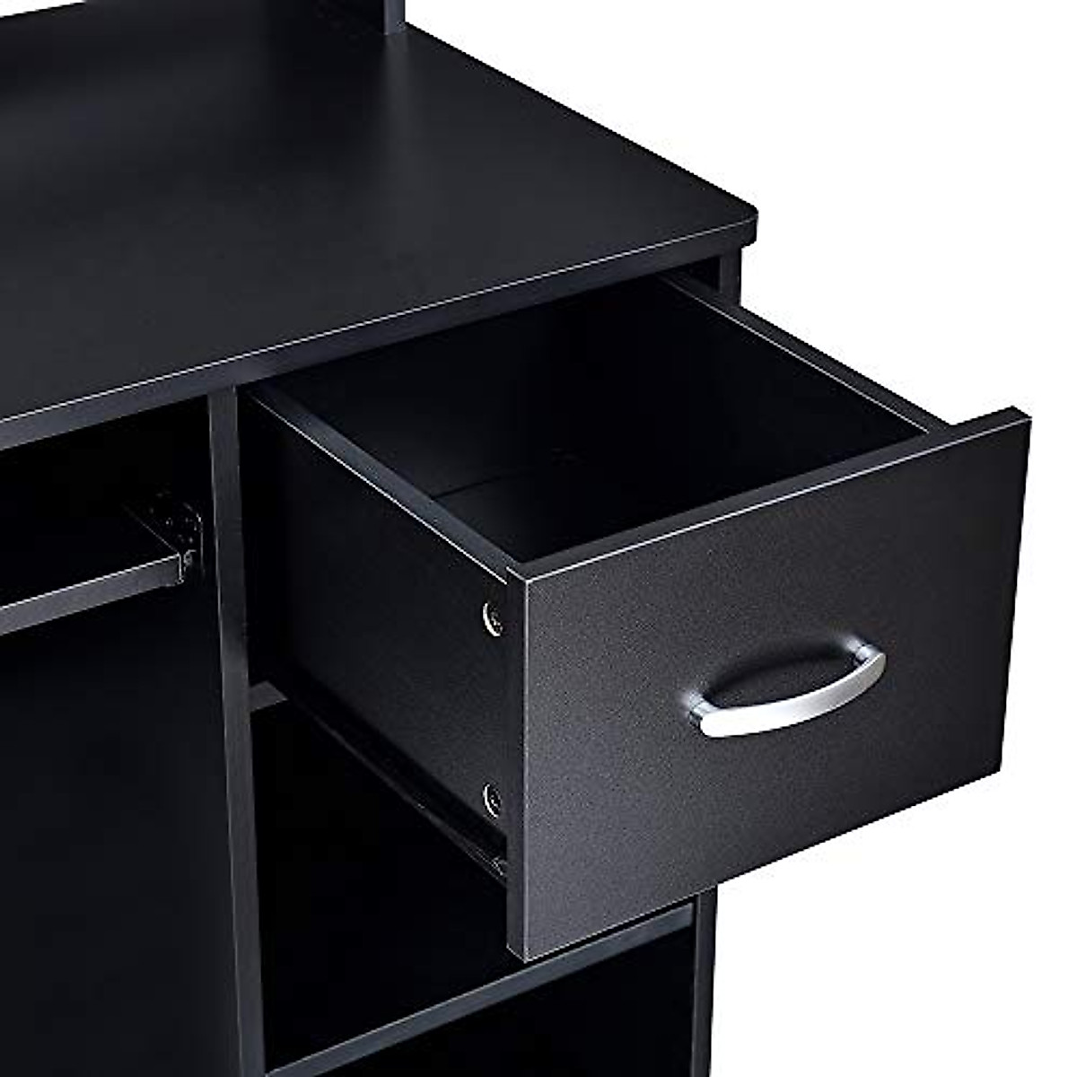 ROCKPOINT Axess Black Computer Keyboard Tray and Drawer Small Home Office Bedroom, Homework and School Studying Writing Desk for Student with Storage