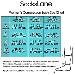 SocksLane Cotton Compression Socks for Women & Men. 15-20 mmHg Support Knee-High Navy Blue X/L