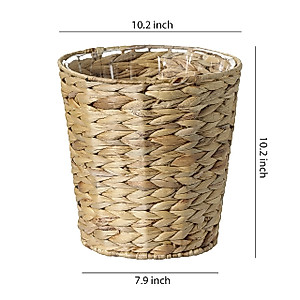 Motifeur Bathroom Wastebasket - Hand-Woven Water Hyacinth Wicker Decorative Trash Can, Seagrass Garbage Bin…