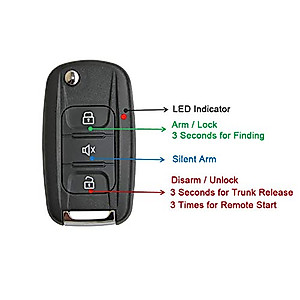 BANVIE Car Alarm System with Remote Start kit & Push to Engine Start Stop Button
