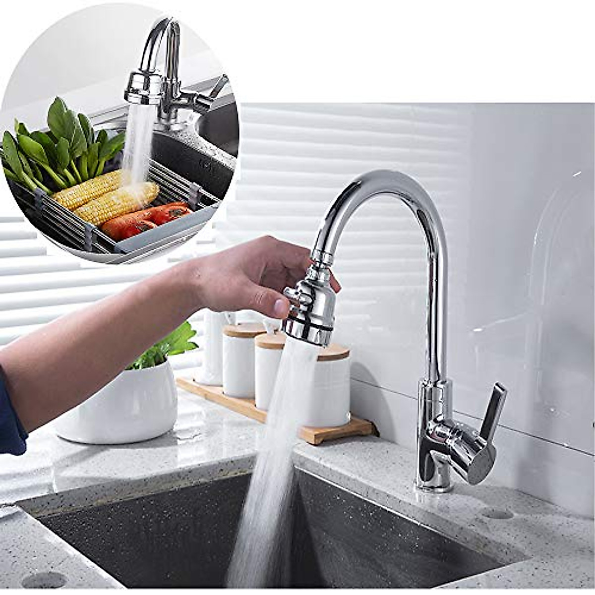 Kitchen Sink Aerator, 360-Degree Swivel Faucet Aerator, Water Saving Faucet with Gasket Faucet Replacement Part for Kitchen,Bathroom - 3 Spray Modes Adjustment