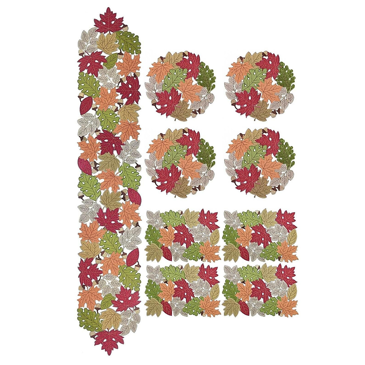 KEVA Fall Table Runner 72inches Long, Autumn Maple Leaves Table Runner 13x72 inch for Thanksgiving Kitchen and Table Decoration, Harvest Fall Farmhouse Rustic Embroidered Thanksgiving Table Runner