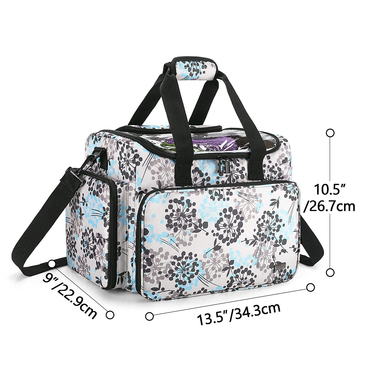 Teamoy Yarn Storage Bag, Travel Knitting Tote Bag with Foldable Inner Dividers for WIP, Yarn Skeins and Knitting Accessories, Purple