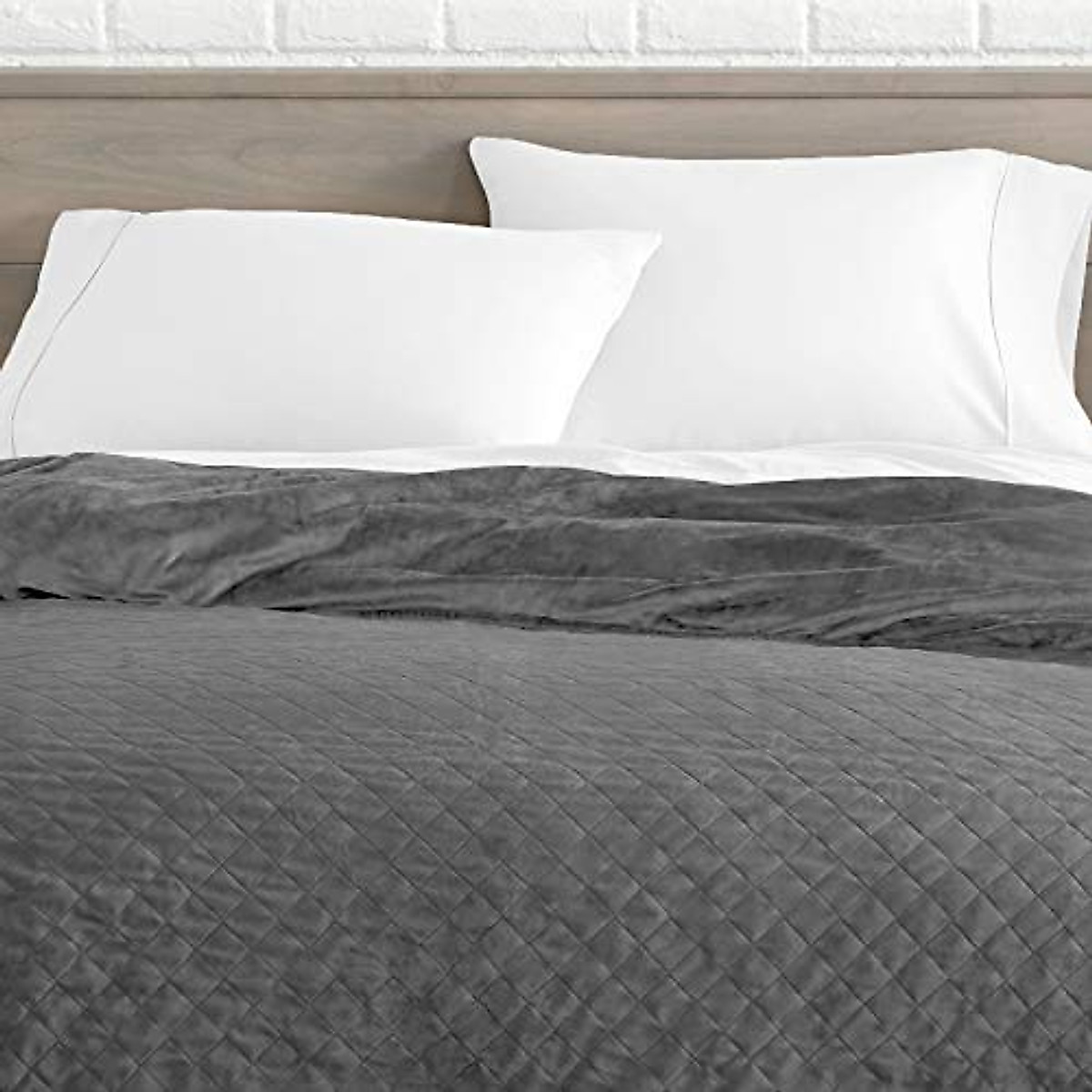 Bare Home Duvet Cover for Weighted Blanket (60"x80") Blanket Cover, Ultra-Soft Minky Removable and Washable, Diamond Pattern (Grey)