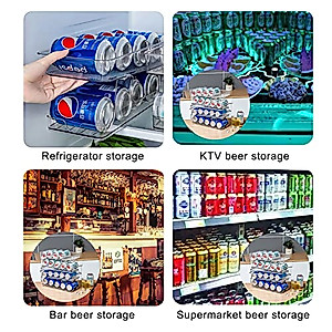 2 Tier Auto Rolling Soda Can Organizer for Refrigerator Freezer & Countertop Pantry Cabinets Beverage Dispenser Rack Clear BPA-FREE Plastic Stacking Container, Clear Transparent Plastic