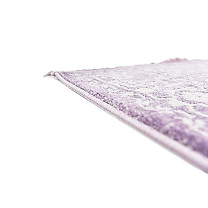 Unique Loom Traditional Classic Intricate Design Distressed Vintage Detail, Area Rug, 4 ft x 6 ft, Purple/Ivory