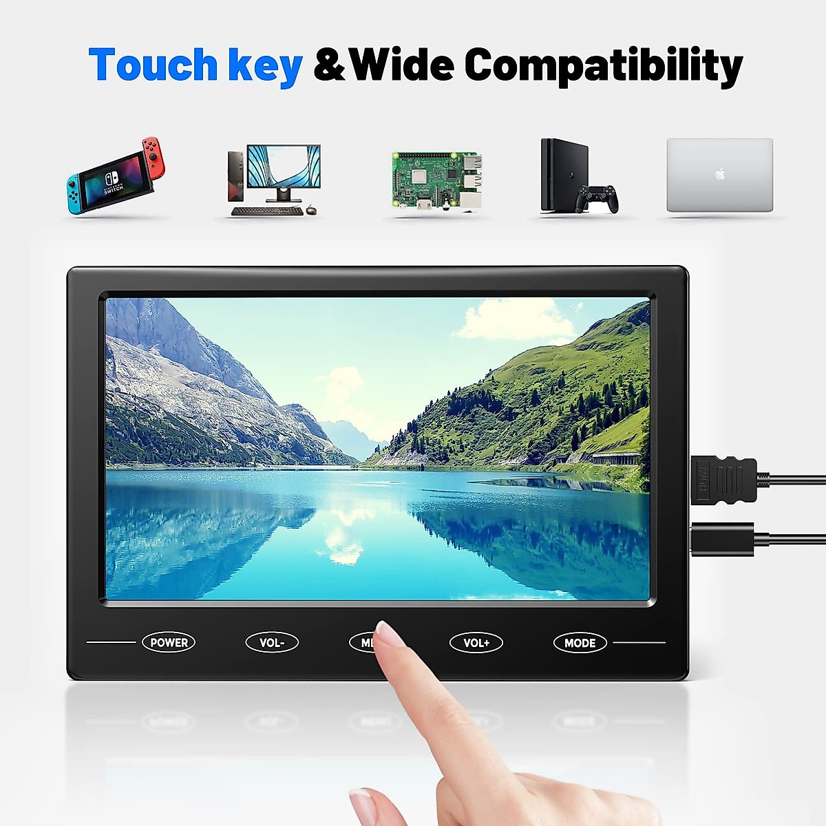 APROTII 7 Inch Small Monitor HDMI, 1024x600 Mini Monitor LCD HDMI Screen, HDMI VGA AV Portable Mini HD Color Screen Display Built-in Speaker