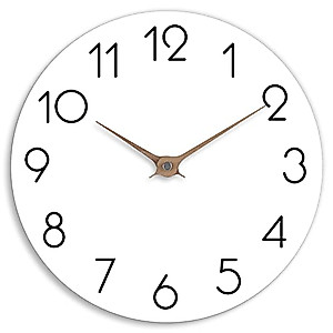 cicininc 12 Inch Wall Clock - Wooden Silent Wall Clocks Battery Operated Non Ticking, Modern Simple Clock for Bathroom, Office, Bedroom, Home, Kitchen, Living Room(12"-White)