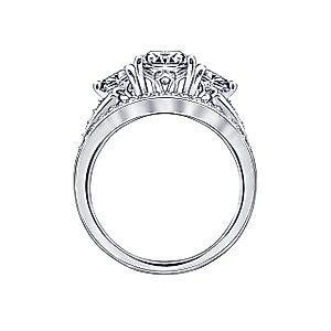 DIAMONBLISS Platinum Plated Sterling Silver 2.95 cttw Cubic Zirconia 100-Facet Bridal Ring Set (7)