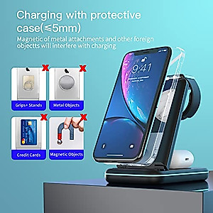 Wireless Charging Station, MSTJRY 3 in 1 Wireless Charger Stand Portable Designed for Apple Products Multiple Devices iPhone iWatch S7 SE S6 S5 S4 S3 S2 Airpods UL Certified Power Adapter Included