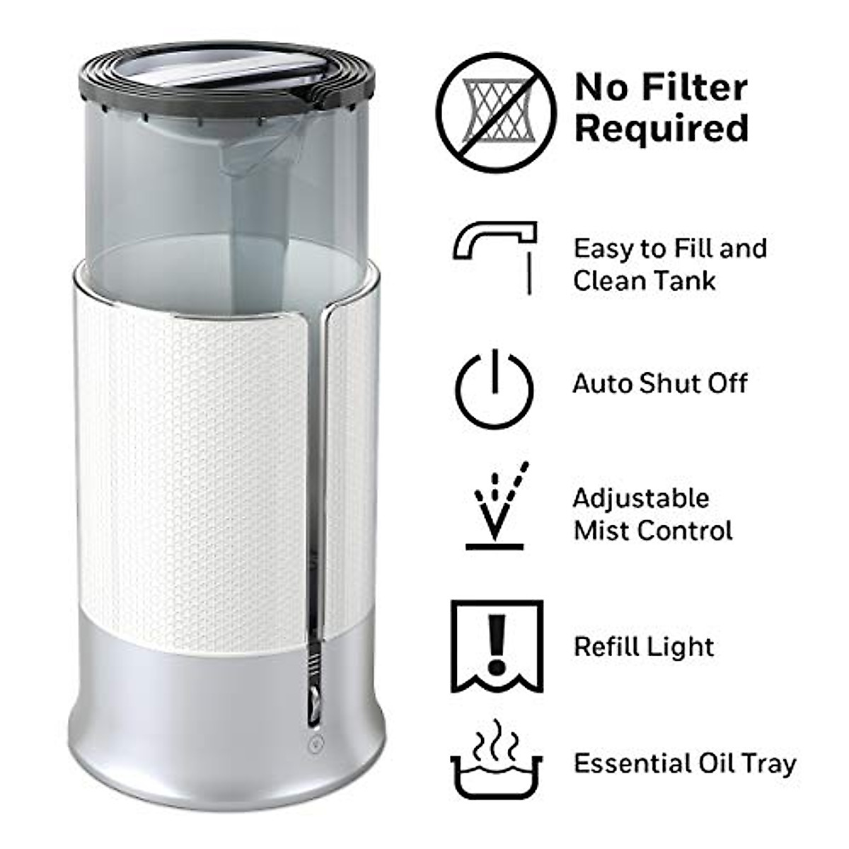 Honeywell Designer Series Cool Mist Humidifier for Medium Room, Bedroom, Kids Room, or Nursery. Ultra-quiet, Auto Shut Off, Easy to Fill and Clean - White, HUL430W