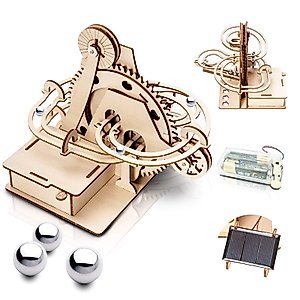 Marble Run 3D Wooden Puzzle for Adults and Teens,DIY Model Kit,Educational Jigsaw Puzzles Building Toys, STEM Projects Science Experiments Runs on Solar, Gift for Women/Kids Ages 8-10-12-14