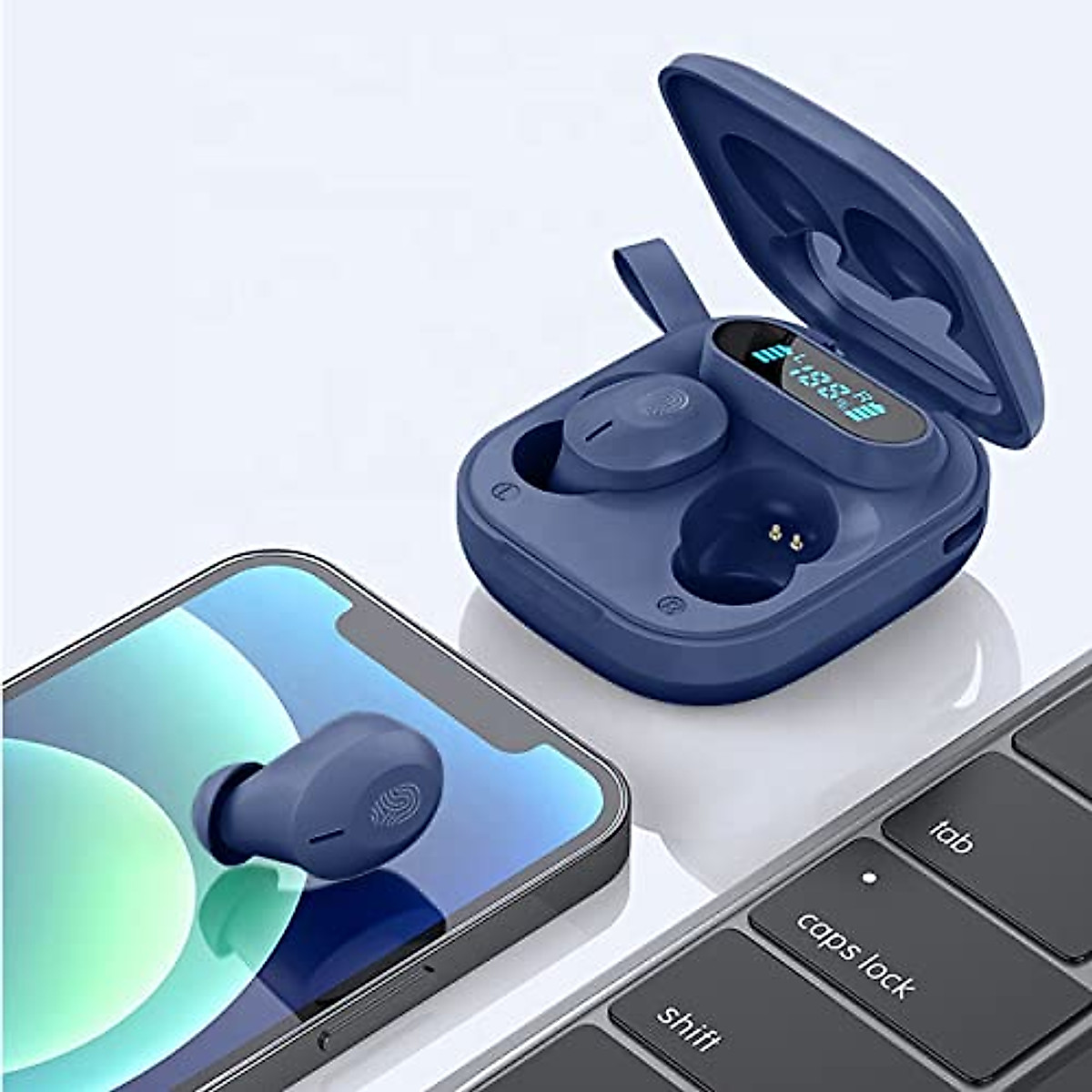 Nsxcdh Bluetooth 5.3 Earbuds, Wireless Headphones with Digital Display, Control Stereo Immersive Premium Sound, Noise Reduction Waterproof Bluetooth Earbuds for Gaming Sports