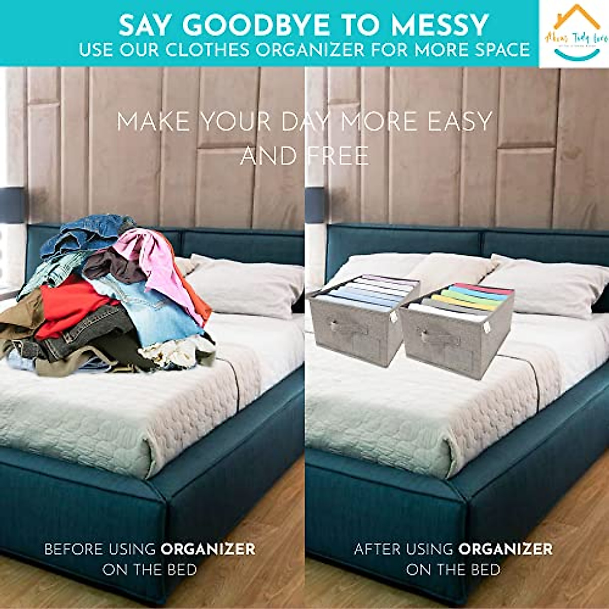 About tidy Love 6 Grids Closet Organizer, Sturdy Wardrobe Clothes Organizer for Folded Clothes, Clothes Storage Organizer for T-Shirts, Jeans, Drawer Divider Storage