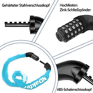 NDakter Bike Chain Lock, 5-Digit Combination Anti-Theft Bicycle Lock, 3.2/4.27 feet Long Security Resettable Bike Locks Heavy Duty for Bike, Bicycle, Scooter, Motorcycle, Door, Gate, Fence