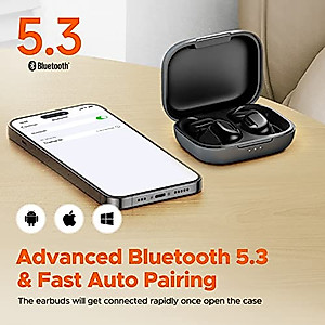 truefree O1 Open Ear Headphones Bluetooth 5.3 Wireless Open Ear Earbuds with 16.2mm Driver, Immersive Stereo Sound, Noise-Cancellation Mic for Clear Calls, 45H Playtime, for Sports Workout Gaming