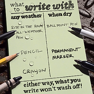 Rite in the Rain Weatherproof Soft Cover Pocket Notebook, 3 1/2" x 5", Green Cover, Universal Pattern (No. 954)