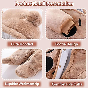 ALLAIBB Baby Newborn Snowsuit Winter Hooded Footie Fleece Jumpsuit for Infant Girls Boys