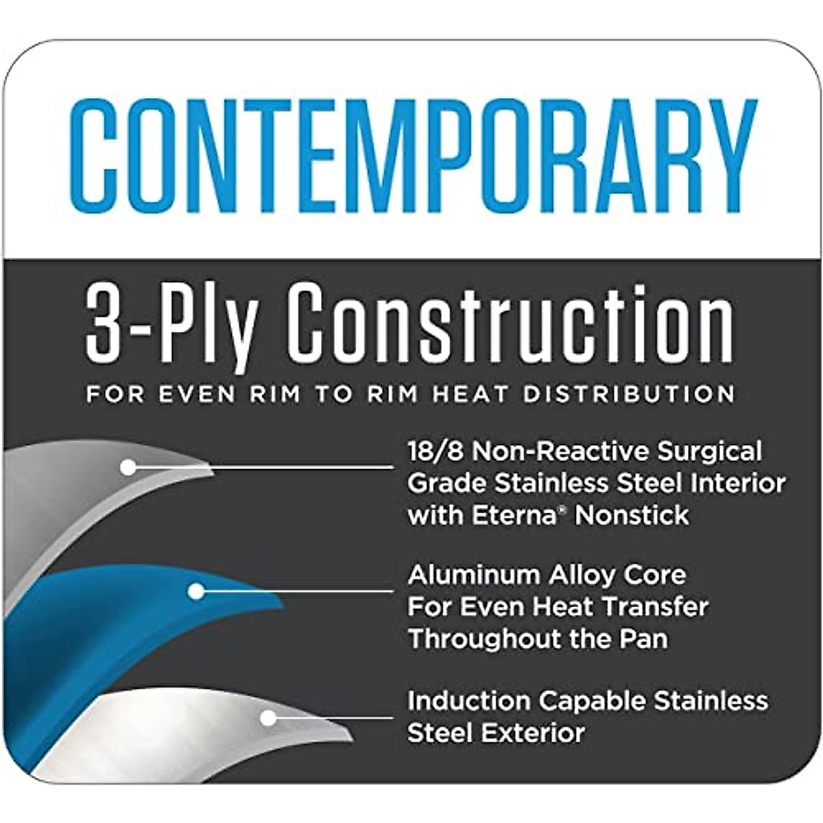 Viking Culinary 3-Ply Stainless Steel Stock Pot, 8 Quart, Includes Glass Lid, Dishwasher, Oven Safe, Works on All Cooktops including Induction