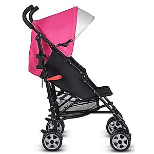 HONEY JOY Baby Lightweight Stroller, Compact Travel Stroller for Airplane, Adjustable Backrest & Canopy, 5-Point Harness, Cup Holder, Storage Basket, Foldable Umbrella Stroller for Toddlers (Pink)