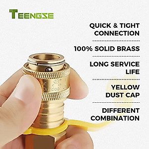 TEENGSE 3/8inch Natural Gas Quick Connect Fittings, Propane Gas Grill Quick Connector Adapter kit, LP Gas Propane Hose Quick Disconnect Set, Brass Tube Fitting for Gas Grill, Patio Heater