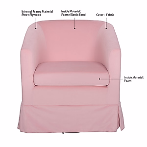Opoiar Swivel Accent Chair Armchair, Round Barrel Chairs,360°Modern Single Sofa Chair with Flannelette Fabric,Modern Armchair Arm Chair for Nursery Bedroom Office Hotel,Pink