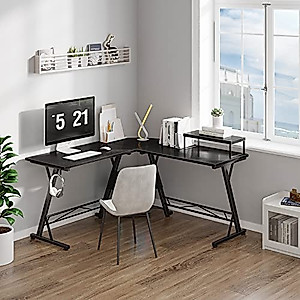 Casaottima Gaming Desk L Shaped Computer Desk, Corner Desk for Home Office with Monitor Stand 51", Black