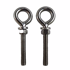 US Stainless 2 Pieces Stainless Steel 316 M12 Eye Bolt 12mm x 80mm (1/2" x 3 3/16") Marine Grade Pitch of 1.75