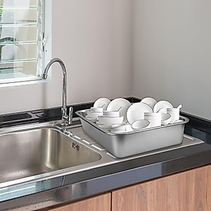 Tiangrid Stainless Steel Commercial Bus Tubs Box Tote Box Dishwashing Tubs, Utility Tub, Meat Prep Tub (2, 13 L)