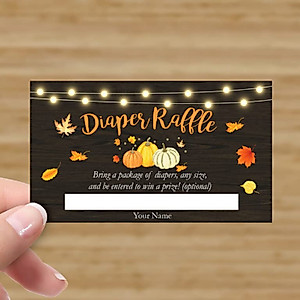 Your Main Event Prints Pumpkin Fall Baby Shower Diaper Raffle Cards - Autumn-Themed Diaper Raffle Tickets, 50 Count - Perfect for Seasonal Baby Showers and Celebrations