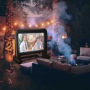 16 FT Outdoor Inflatable Projector Screen – One-Piece Design, Easy Setup Blow-Up Screen with Quiet Fan, Perfect for Backyard Movie Nights & Events (Stable Base)