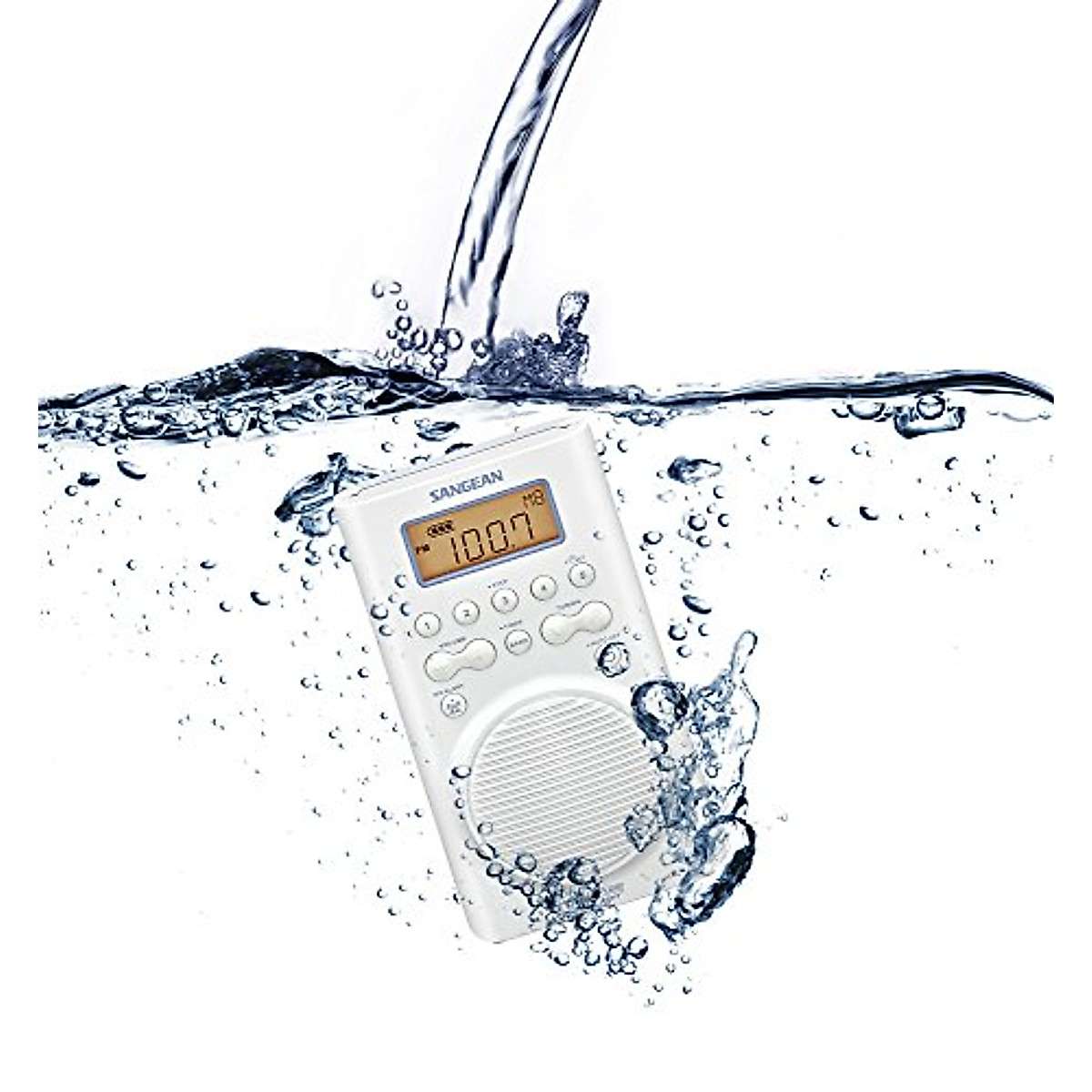Sangean H205 AM/FM Weather Alert Waterproof Shower Radio White