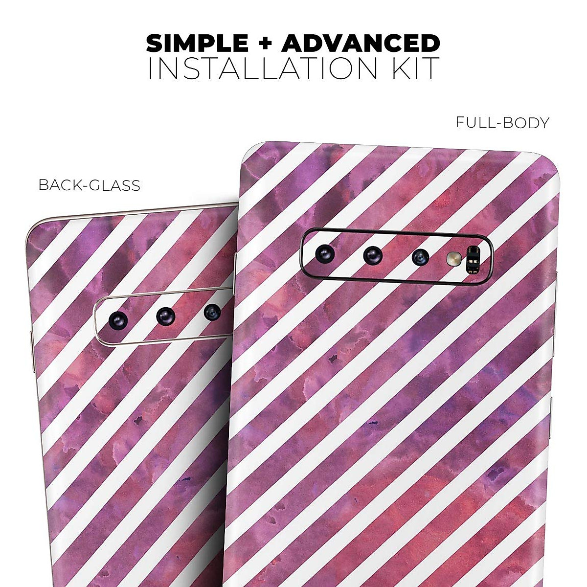 DesignSkinz White Slanted Lines Over Pink and Purple Grunge Surface Protective Vinyl Decal Wrap Skin Cover Compatible with The Samsung Galaxy S20 (Screen Trim & Back Glass Skin)