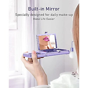 WeLoveCase for Cute iPhone 13 Pro Max Case for Women with Credit Card Holder & Hidden Mirror, Heavy Duty Protection Cover Protective Wallet Case for iPhone 13 Pro Max Light Purple