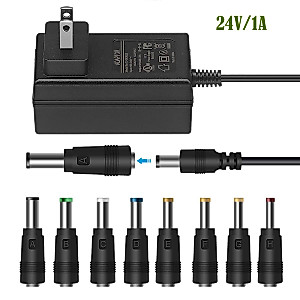 Massage Gun Charger with 8pcs DC Header, 24V/1A Massage Gun Charger Output: DC 24V or 25.2V-0.6A Massage Gun Power Cord Muscle Blaster
