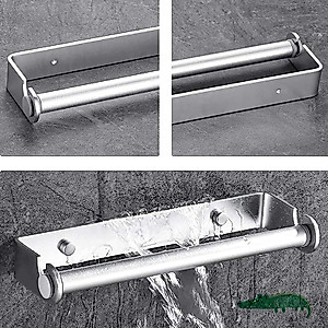 THE HAPPY CROCO I Paper Towel Holder, Three Mount Options: Adhesive and Screw. Can be Mounted on The Wall or Under The Cabinet. Comfortable Hanging roll Paper Holder. (Silver)