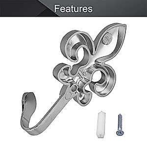 MroMax Wall Hook, Curtain Wall Hook, Zinc Alloy Wall Mounted Coat Hooks for Hanging Bathroom Robe, Coat, Kitchen Utensil and Bag, Silver Brushed 1Pc