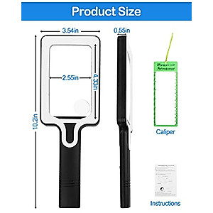 Magnifying Glass with 50 LED Light - 3X 10X Handheld Magnifier Rectangular Magnifying Glasses with Touch Switch Reading Magnifiers for Seniors Books Small Print Coins Exploring Crafts