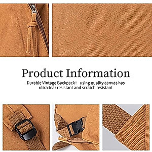 ecosmile Small Backpack Purse Canvas Backpack for Women Casual Daypack Lightweight Vintage Rucksack, Brown