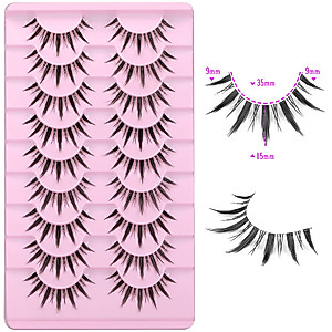ALPHONSE Manga Lashes Spiky Anime Cosplay Eyelashes Little Devil Japanese False Lashes 15MM Natural Clear Band Doll Eye Lash Pack 9 Pairs