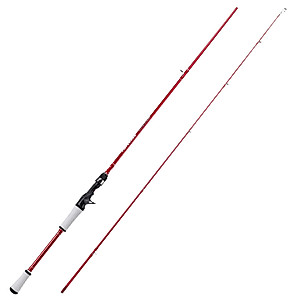 One Bass Fishing Rod, Spinning & Casting Fishing Pole with 30 Ton Carbon Fiber-6' Casting- Red