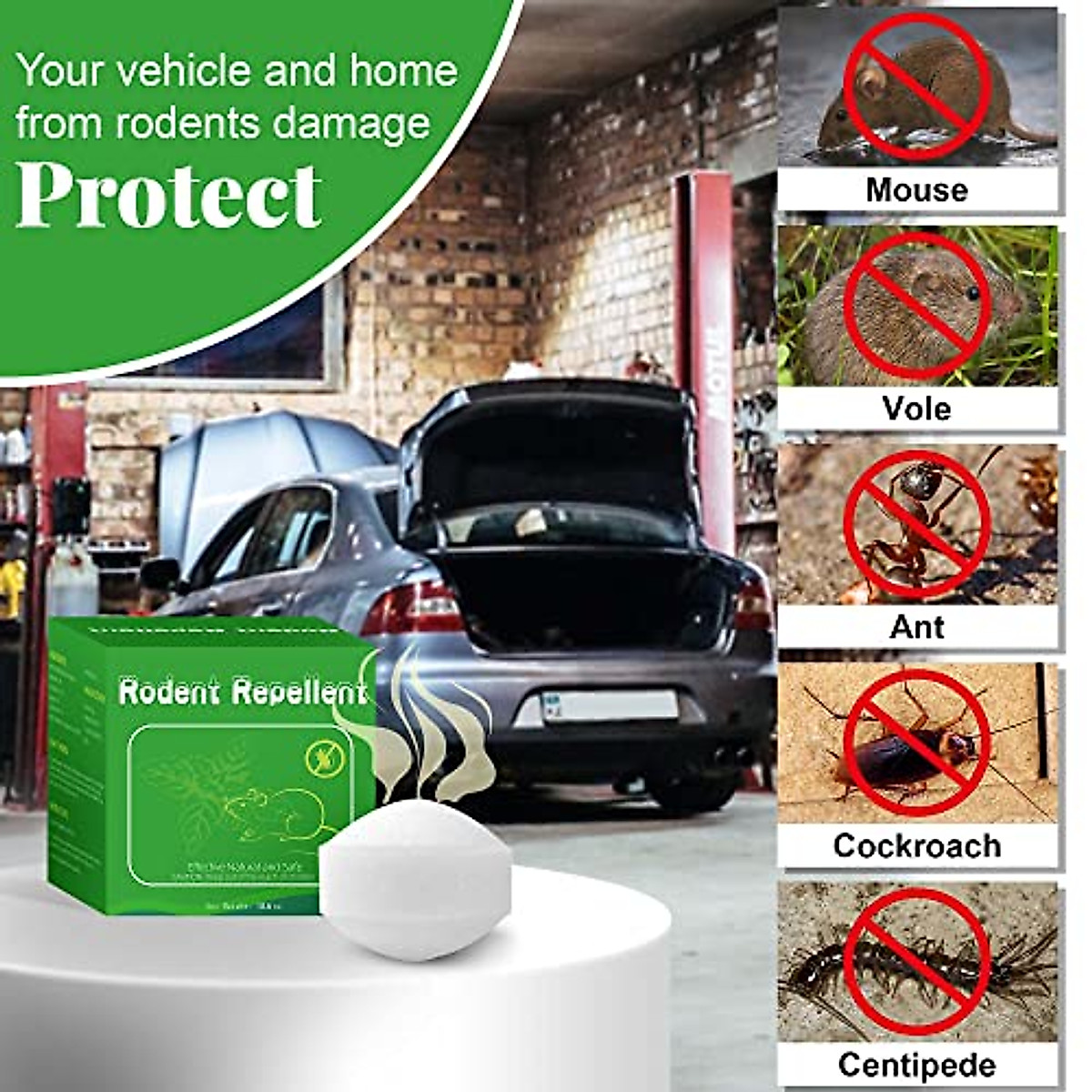 12 Pcs Natural Mouse Repellent Peppermint Oil to Repel Mice and Rats, Rodent Rat Repellent for Car Engines Kitchen Indoor Outdoor, Keep Moles & Voles Out of Your Lawn/Garden, Pet Safe