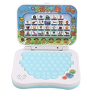 Kids Learning Laptop, Toddler Bilingual Learning Pad Teach Alphabet Numbers Word Music Math Early Development Interactive Electronic Toy for Boys Girls