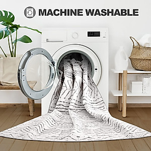 5x7 Area Rug Living Room Rugs: Large Soft Machine Washable Boho Moroccan Farmhouse Neutral Stain Resistant Indoor Floor Rug Carpet for Bedroom Under Dining Table Home Office House Decor - Grey White