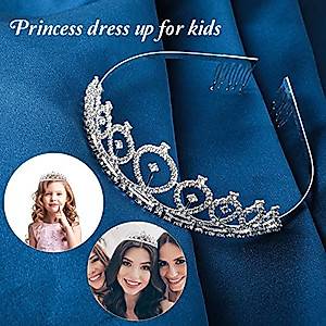 Sibba Diadems Tiaras Crown Princess Crystal Rhinestone Silver Crown Bride Wedding Headband Girls Queen Hair Accessories for Women Women Gifts Decoration Birthday Prom Holiday Costume Party Celebration