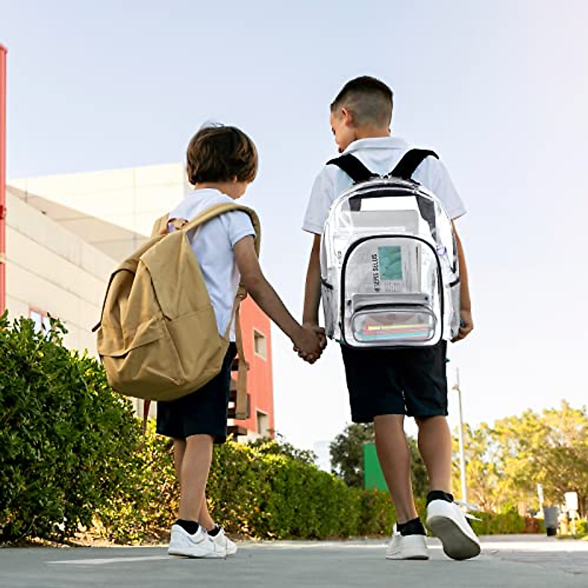 Crosstime Clear Backpack Heavy Duty Transparent Backpack See Through Plastic Clear Bookbags for Security Work School , Black