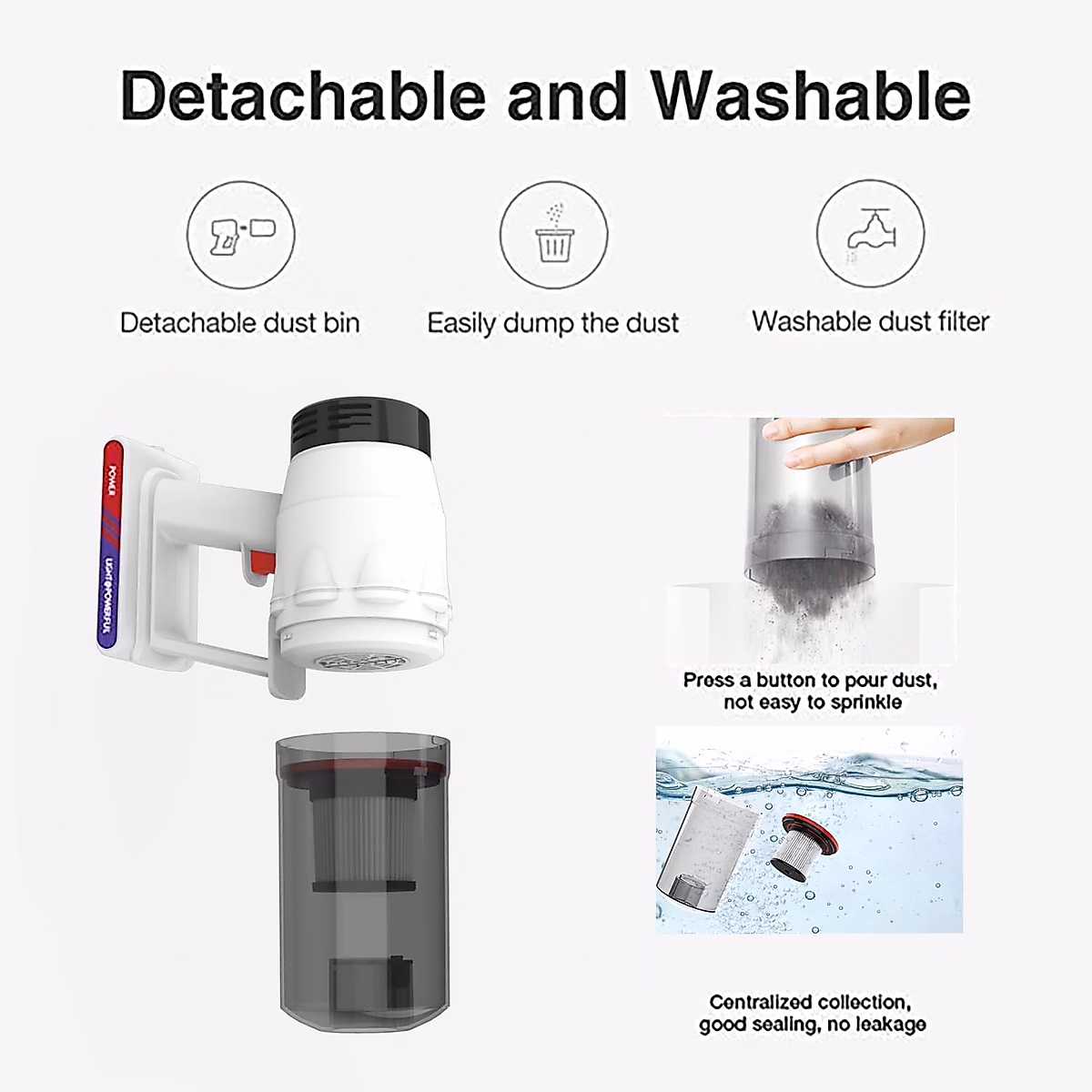 KEROMEE Cordless Vacuum Cleaner, Handheld 3-in-1 Stick Lightweight Vacuum Broom for Pet Hair Hardwood Floor Cat Litter Mattress Cleaning