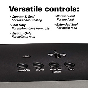 Hamilton Beach NutriFresh Vacuum Sealer Machine with BPA Free Food Sealing Starter Kit, Grey (78214)