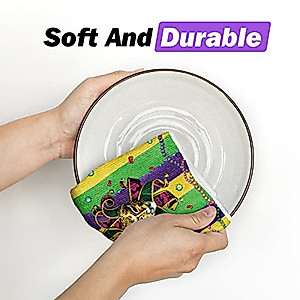 Artoid Mode Happy Mardi Gras Beads Mask Home Kitchen Towels, 18 x 26 Inch Ultra Absorbent Drying Cloth Dish Towels for Cooking Baking Set of 4