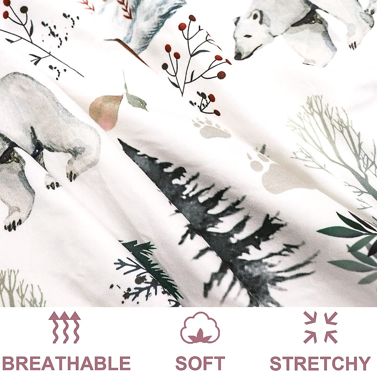 Crib Sheet Animals Fitted Standard Crib or Toddler Bed Soft Crib Sheet for Baby Boy Girl Woodland, 52' x 28' x 9' White